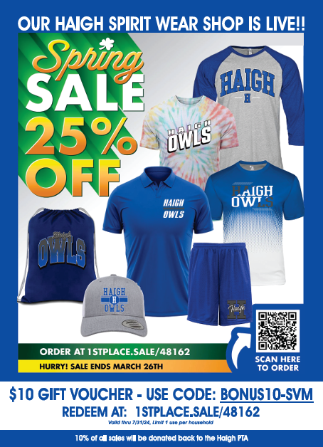 SPIRIT WEAR SHOP IS LIVE! – Haigh Elementary School